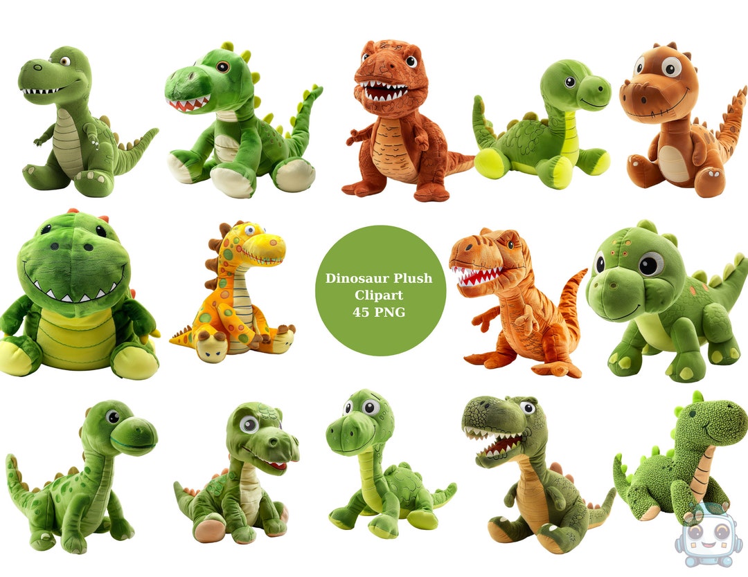 45 Dinosaur Plush Clipart, Toy Clipart, PNG Digital Files on ...