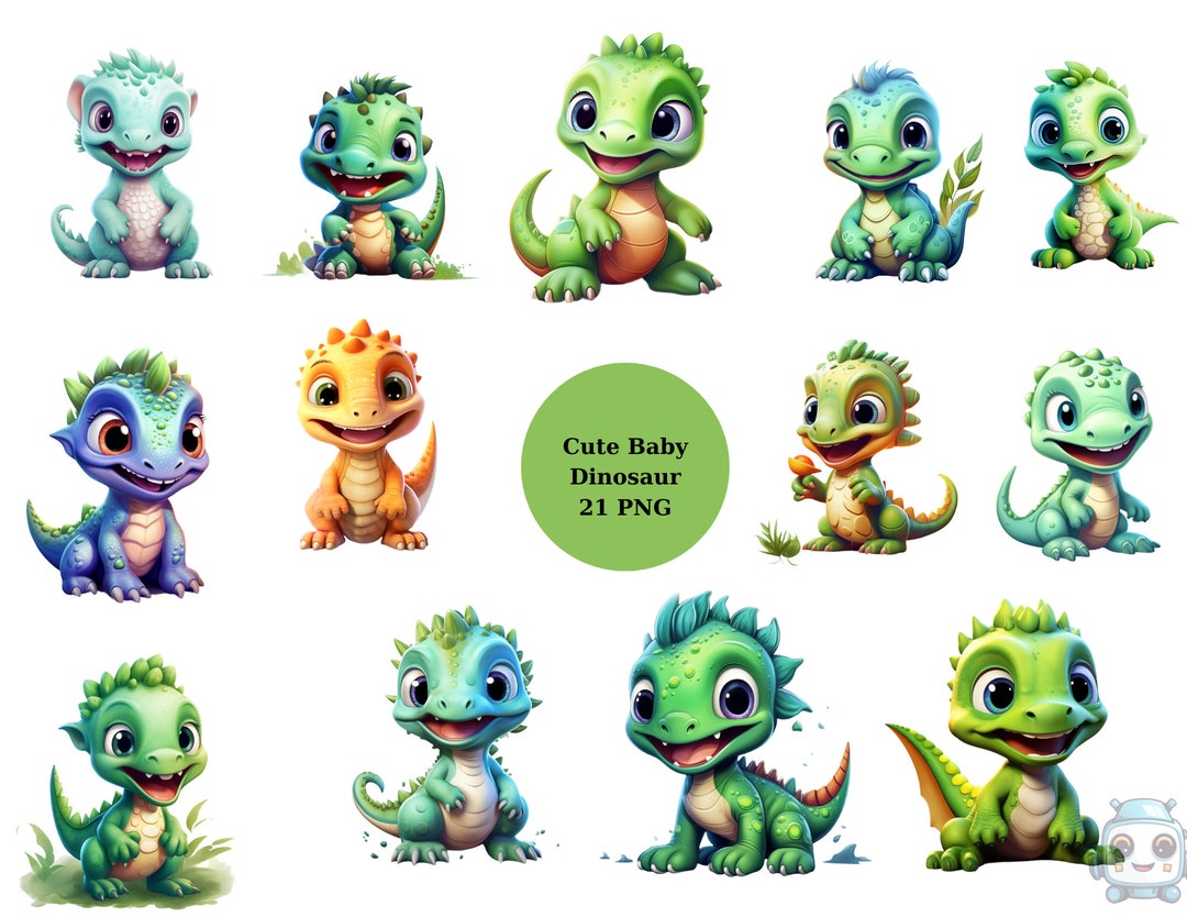 21 Cute Baby Dinosaurs Clipart, Baby Illustrations, PNG Individual ...