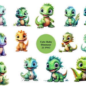 21 Cute Baby Dinosaurs Clipart, Baby Illustrations, PNG Individual ...