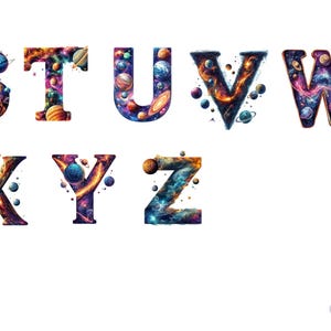 Galaxy Space Alphabet Clipart - Planets & Stars Cosmic Letters PNG ...