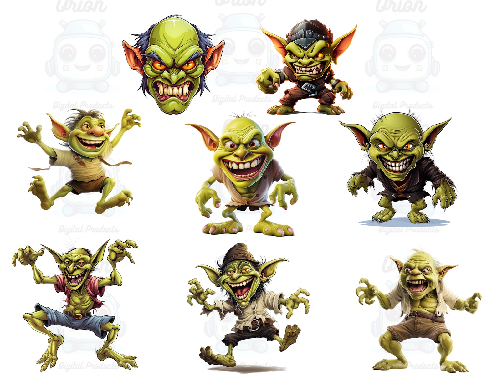 Animated Goblins Halloween Clipart, PNG Files on a Transparent ...