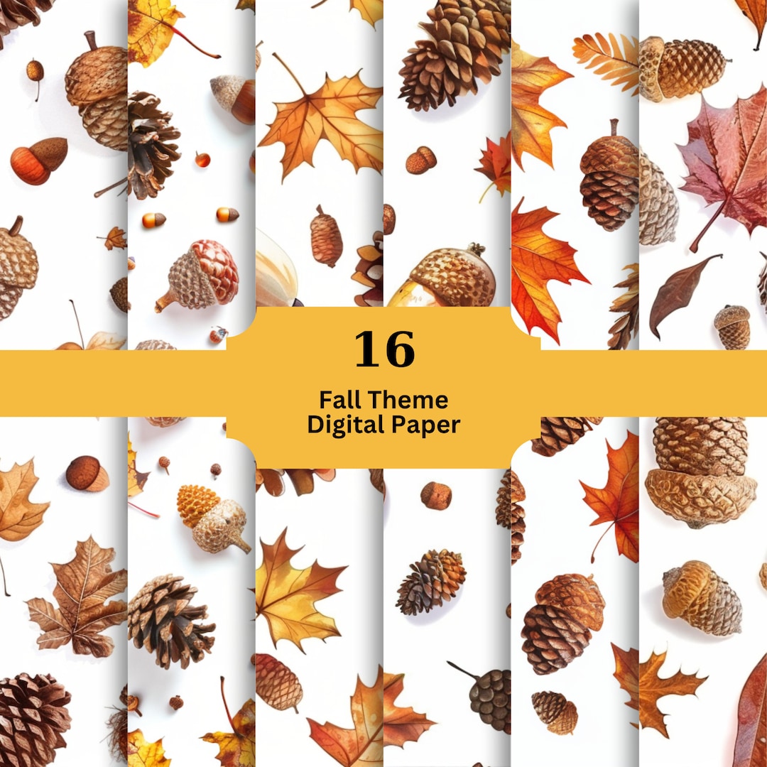 Fall Theme Digital Paper, Digital Paper Pack, Printable Scrapbook ...