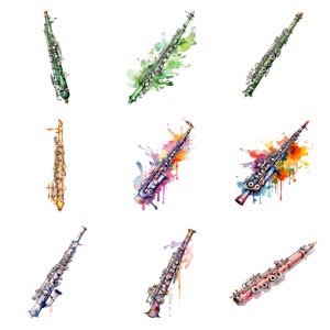 Watercolor Clarinets Clipart, PNG Digital Files on Transparent ...