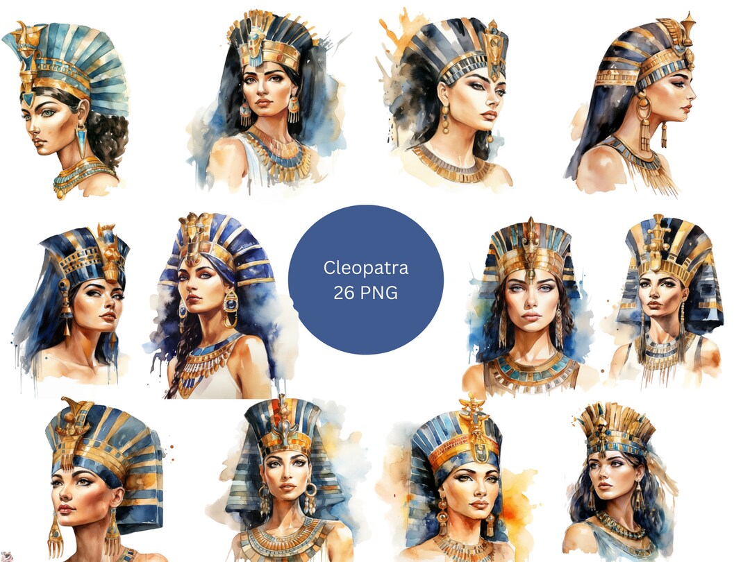 26 Cleopatra Watercolor Clipart, Egypt Clipart, PNG Individual Images ...