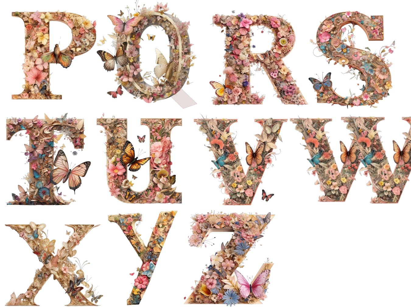 Butterfly Alphabet Cliparts 26 Beautiful PNG Images - Etsy