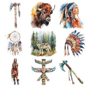 Watercolor American Indian Clipart, Native American PNG Individual ...