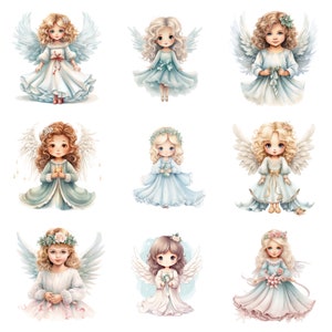 Watercolor Christmas Angel, Clipart, PNG Digital Files on Transparent ...