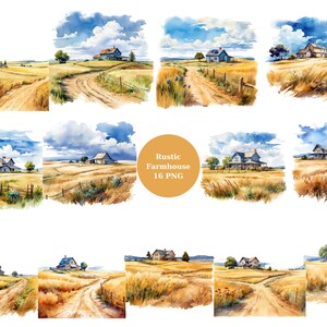 16 Rustic Farmhouse Watercolor Clipart, Rustic Clipart, PNG Digital ...