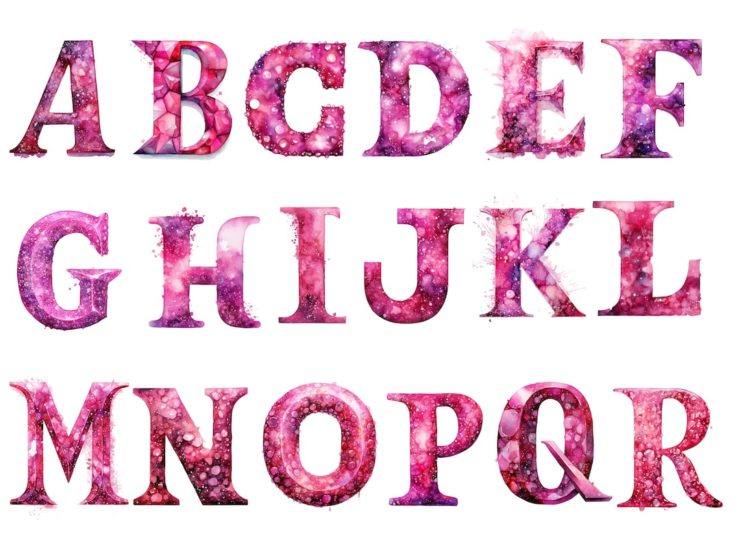 Pink Alphabet PNG Digital Files, Scrapbook, Invitations, Commercial Use ...