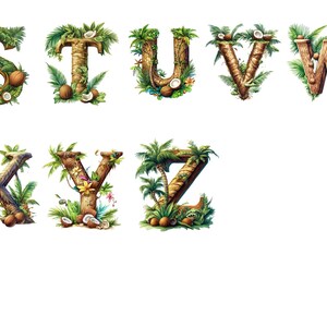 Tropical Coconut Alphabet Clipart - Palm Trees & Island Vibes Letters ...