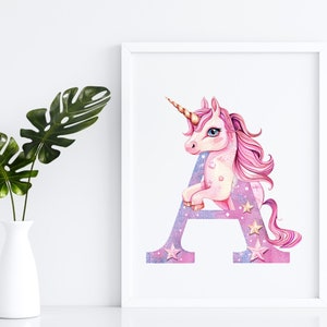 Glitter Unicorn Alphabet Clipart, Unicorn Letters, Transparent ...