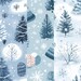 Winter Trees and Snowflakes Digital Paper Pack - Blue Frosty ...