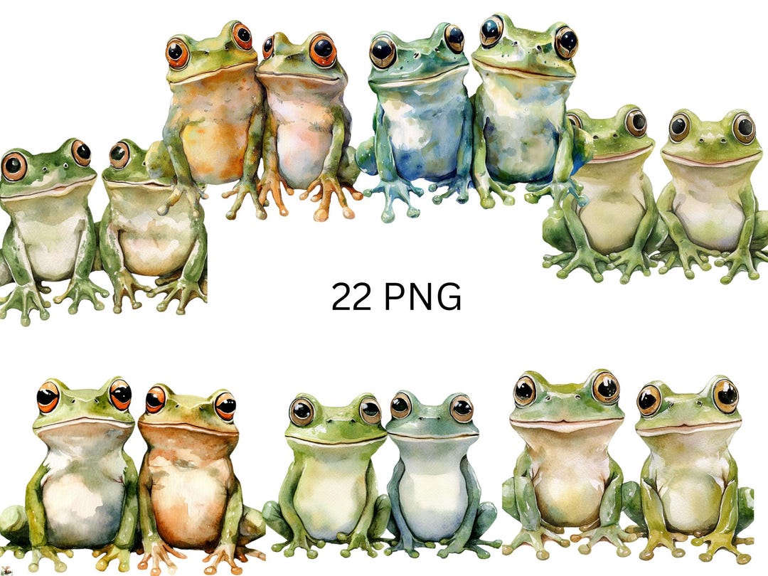 Watercolor Frog Clipart Set Cute Amphibian Illustrations Frogs in Love ...