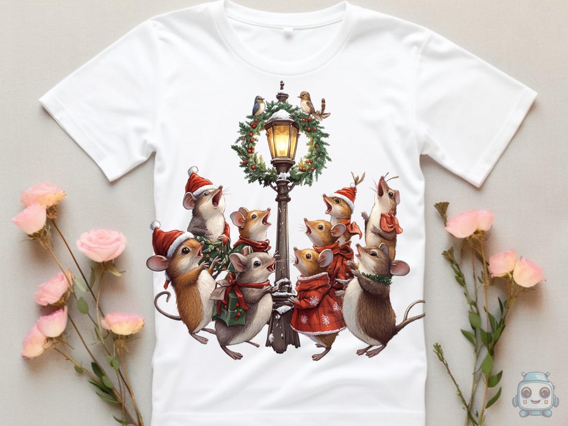 25 Mice Singing Carols Clipart, Christmas Clipart, PNG Individual ...