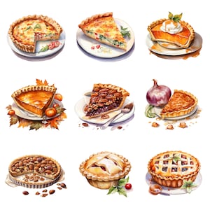 Watercolor Pies Clipart, PNG Individual Images on Transparent ...