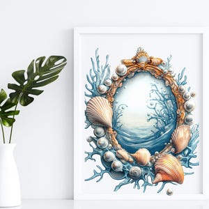 Watercolor Seashell Frame PNG - 33 Transparent Ocean Mirror Clipart ...