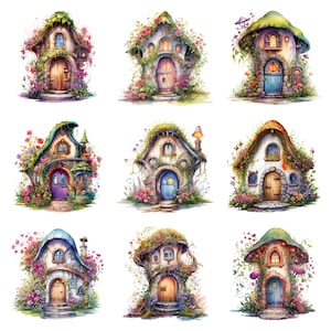 32 Fairy Houses Watercolor Clipart, PNG Individual Images on ...