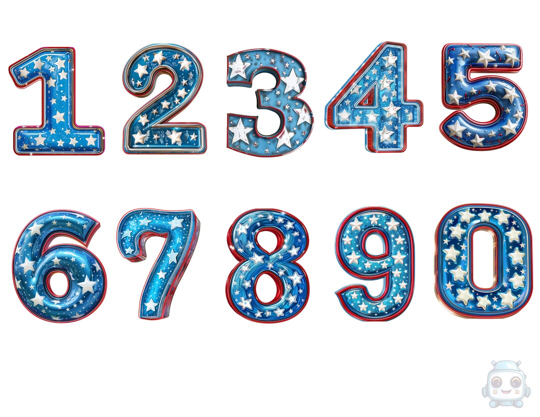 Stars American Flag Number in PNG for Commercial Use Instant Download ...