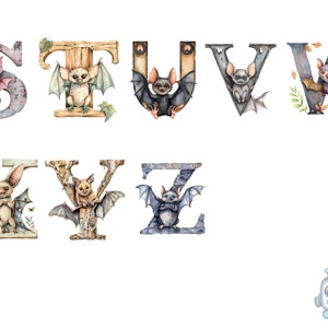Watercolor Bat Alphabet, Letters Png, Alphabet Png, Instant Download ...