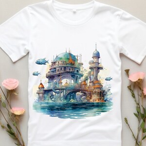 32 Underwater Cities Watercolor Clipart, Science Fiction Clipart, PNG ...