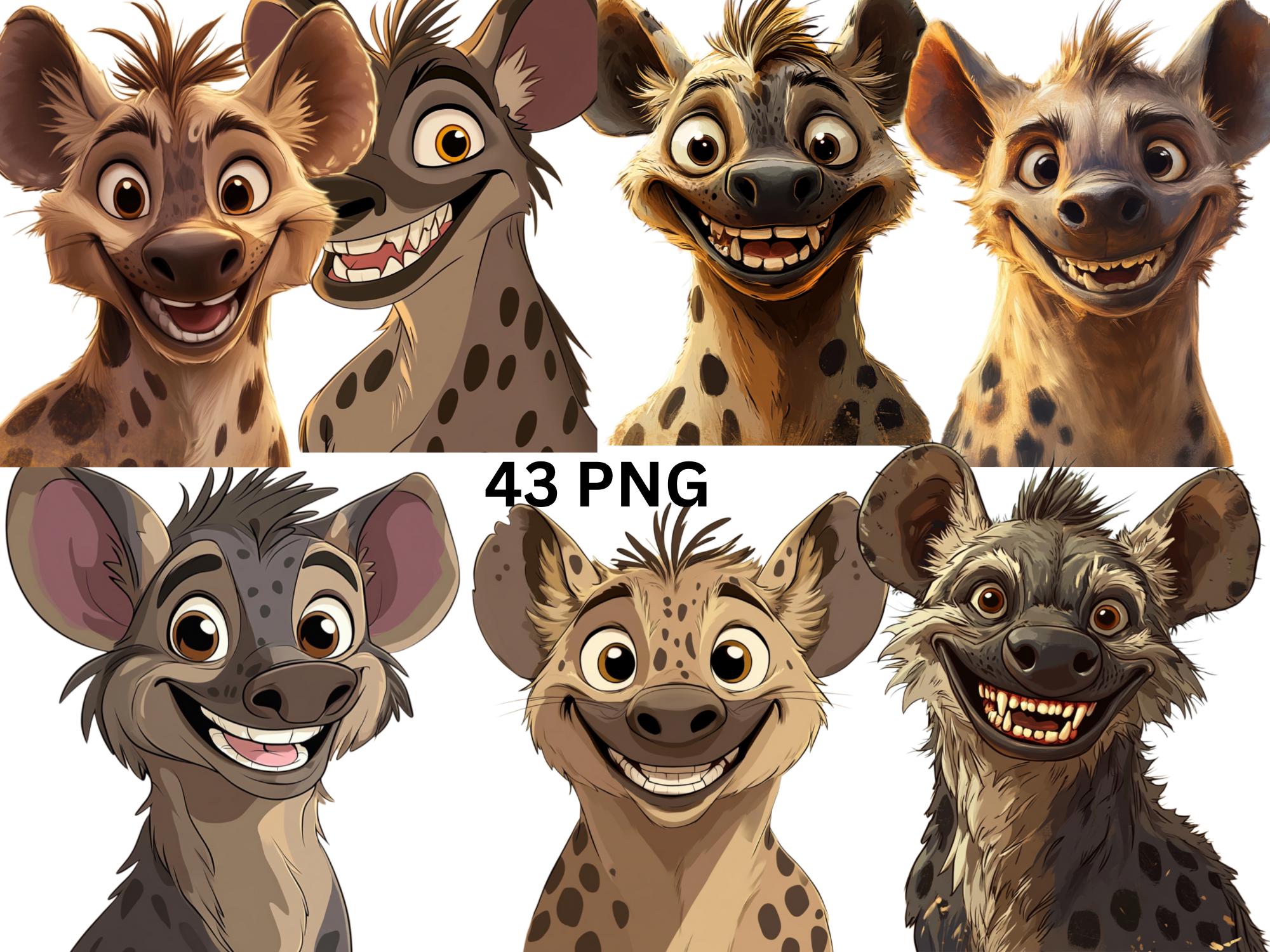 43 Hyena Clipart Bundle, Cartoon and Realistic Hyena PNG, Digital Cute ...