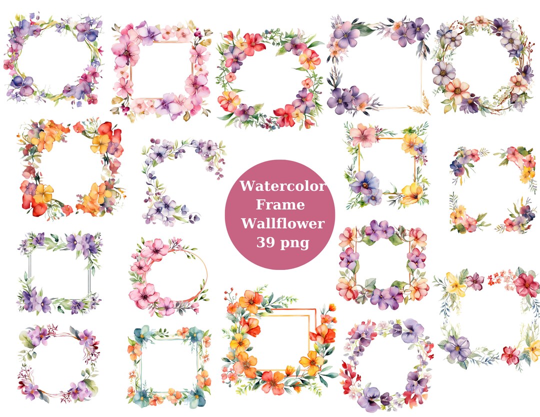 Watercolor Frame Wallflower Clipart Transparent Background, High ...