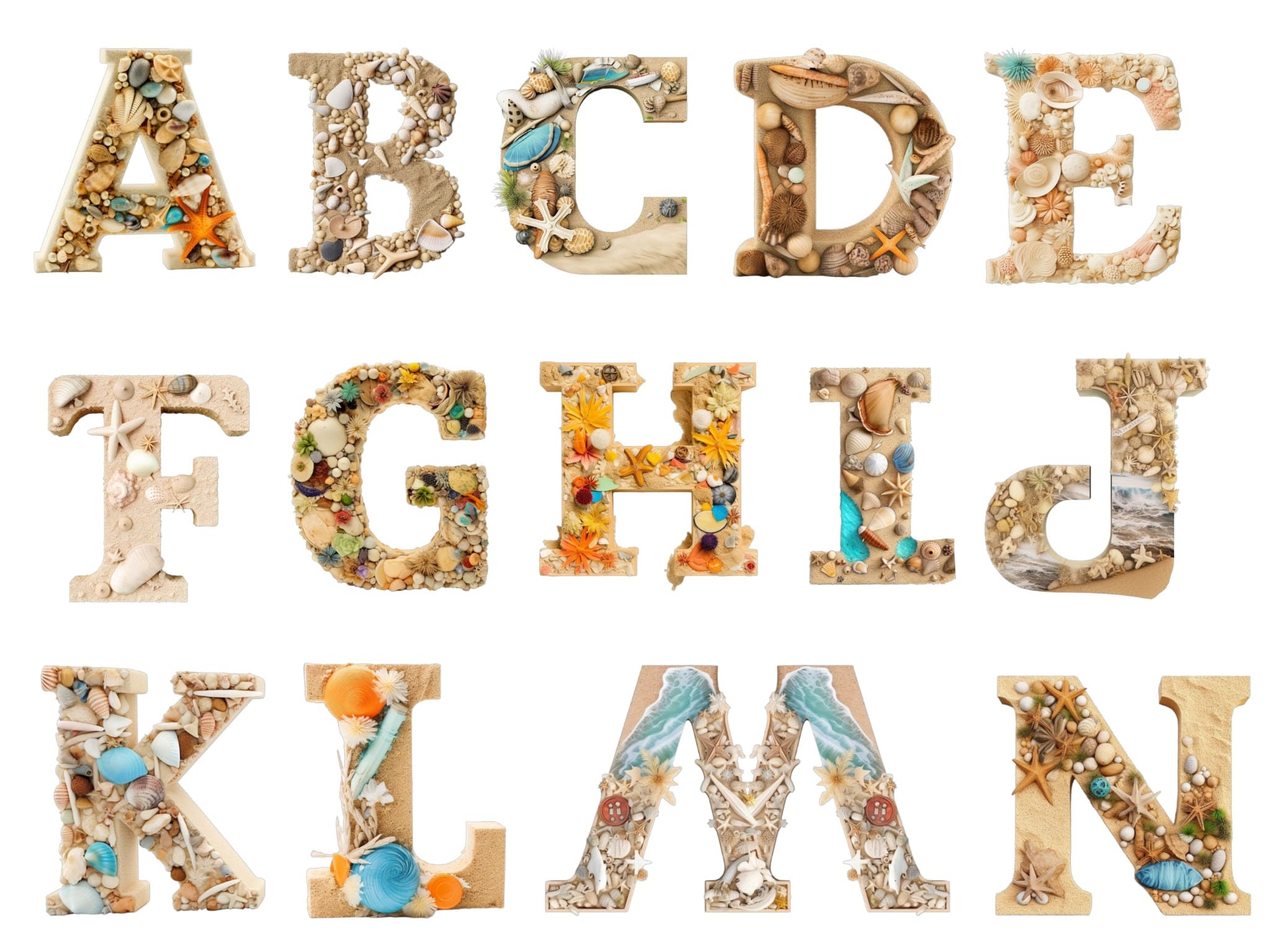 Beach Alphabet Clipart , Beach Alphabet, Transparent Background, High ...