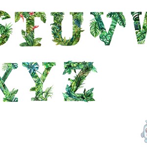 Watercolor Leaves Tropical Alphabet, Graphics in PNG Format Instant ...