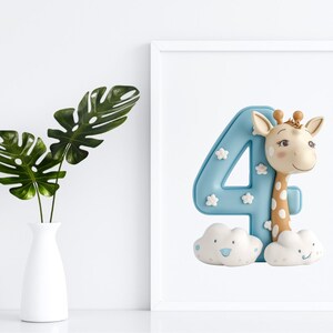 Watercolor Blue Giraffe Numbers Clipart, PNG Individual Images on ...