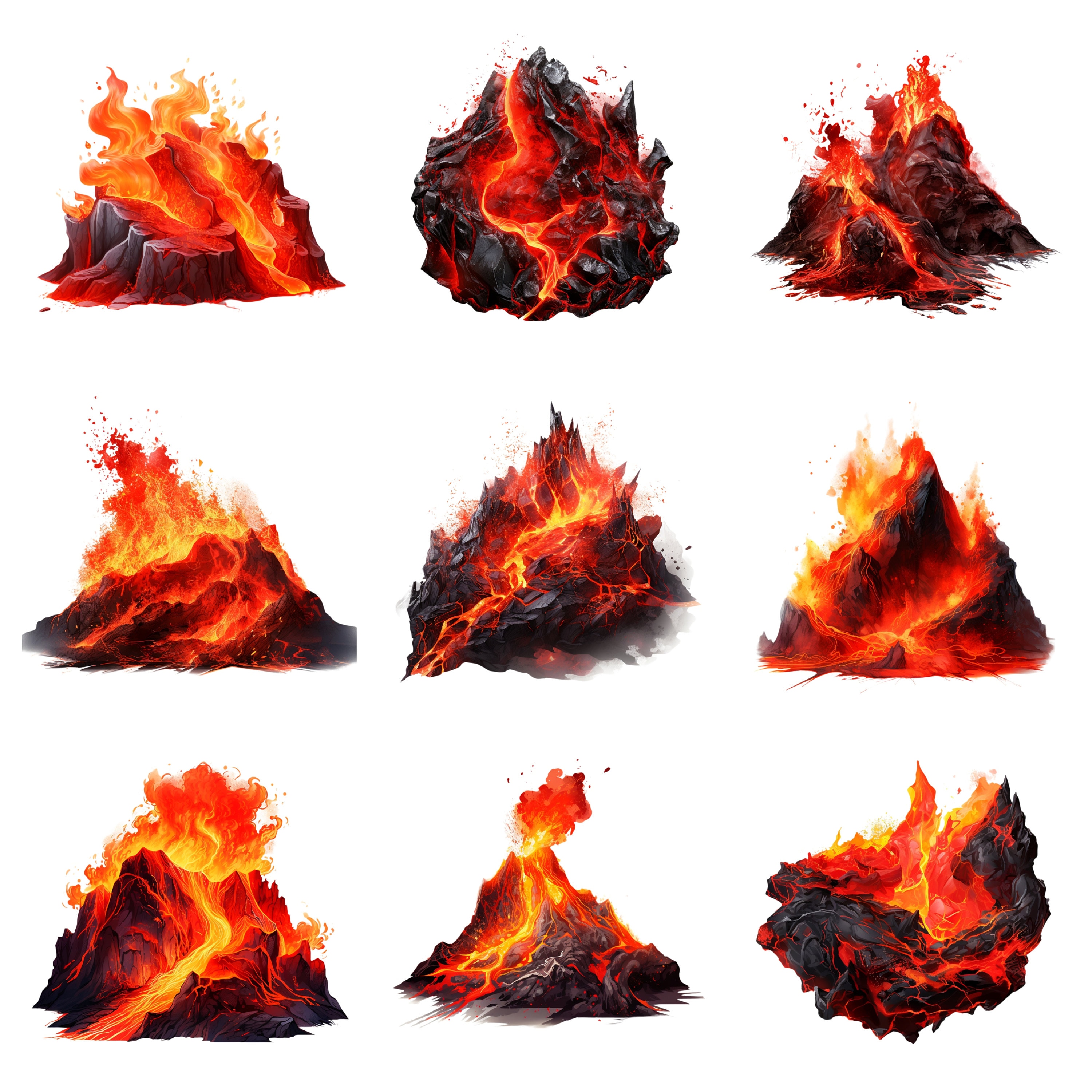 Lava Clipart Magma Clipart PNG Digital Files on Transparent - Etsy