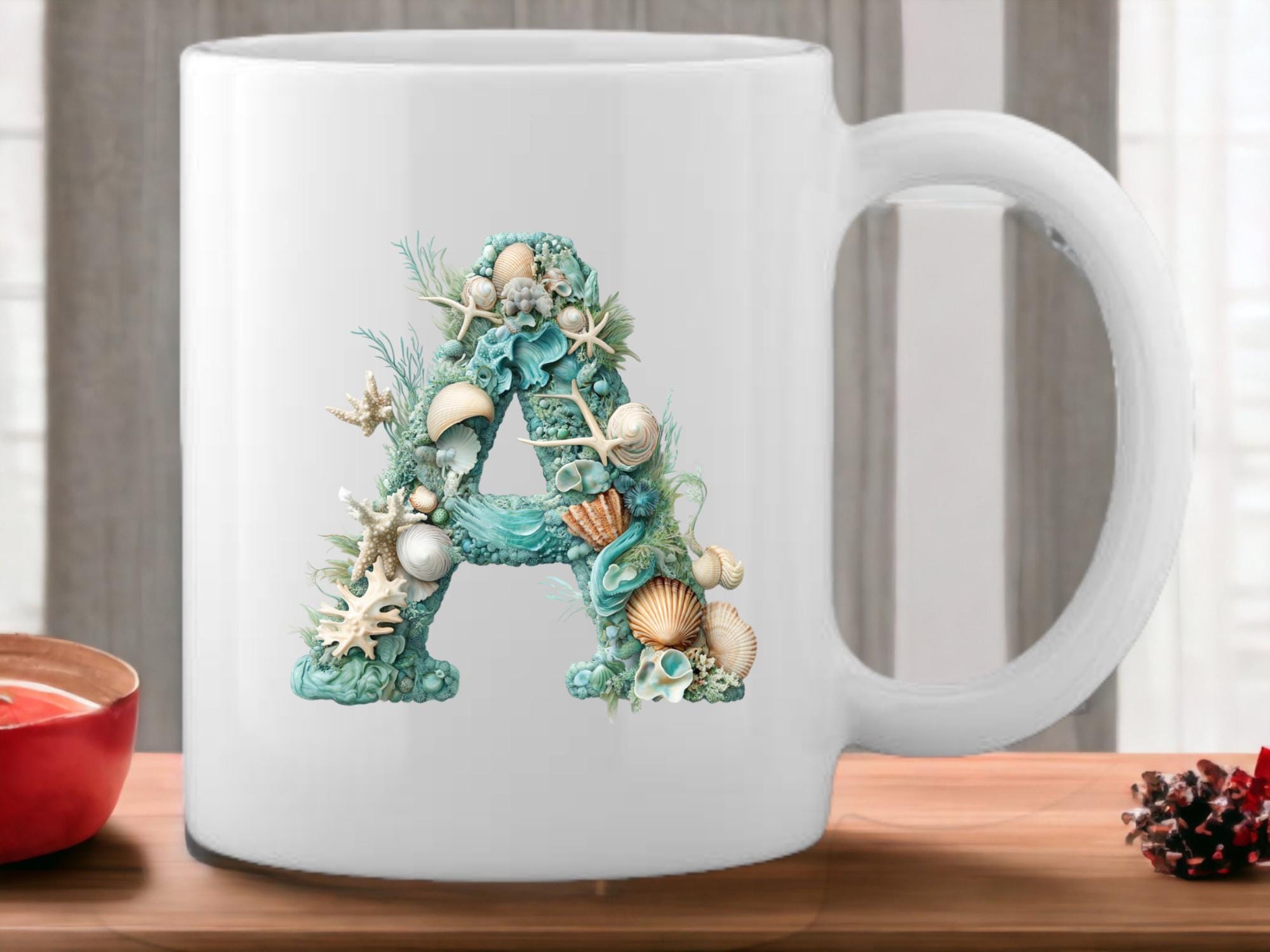 Ocean-themed Alphabet Clipart Set - Seashells & Coral Letters - Marine ...
