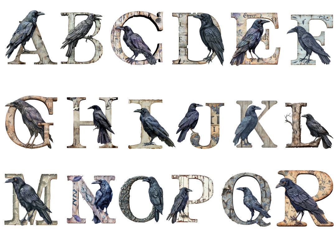 Watercolor Crow Alphabet , Crow Letters, PNG Images, Download for ...