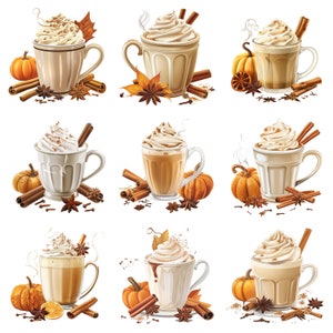 29 Pumpkin Spice Lattes Watercolor Clipart, Fall Clipart, PNG ...