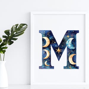 Celestial Moon and Stars Alphabet Clipart - Cosmic Galaxy Letters Set ...