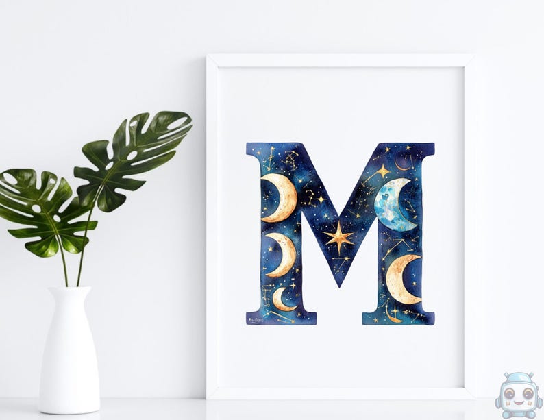 Celestial Moon and Stars Alphabet Clipart - Cosmic Galaxy Letters Set ...
