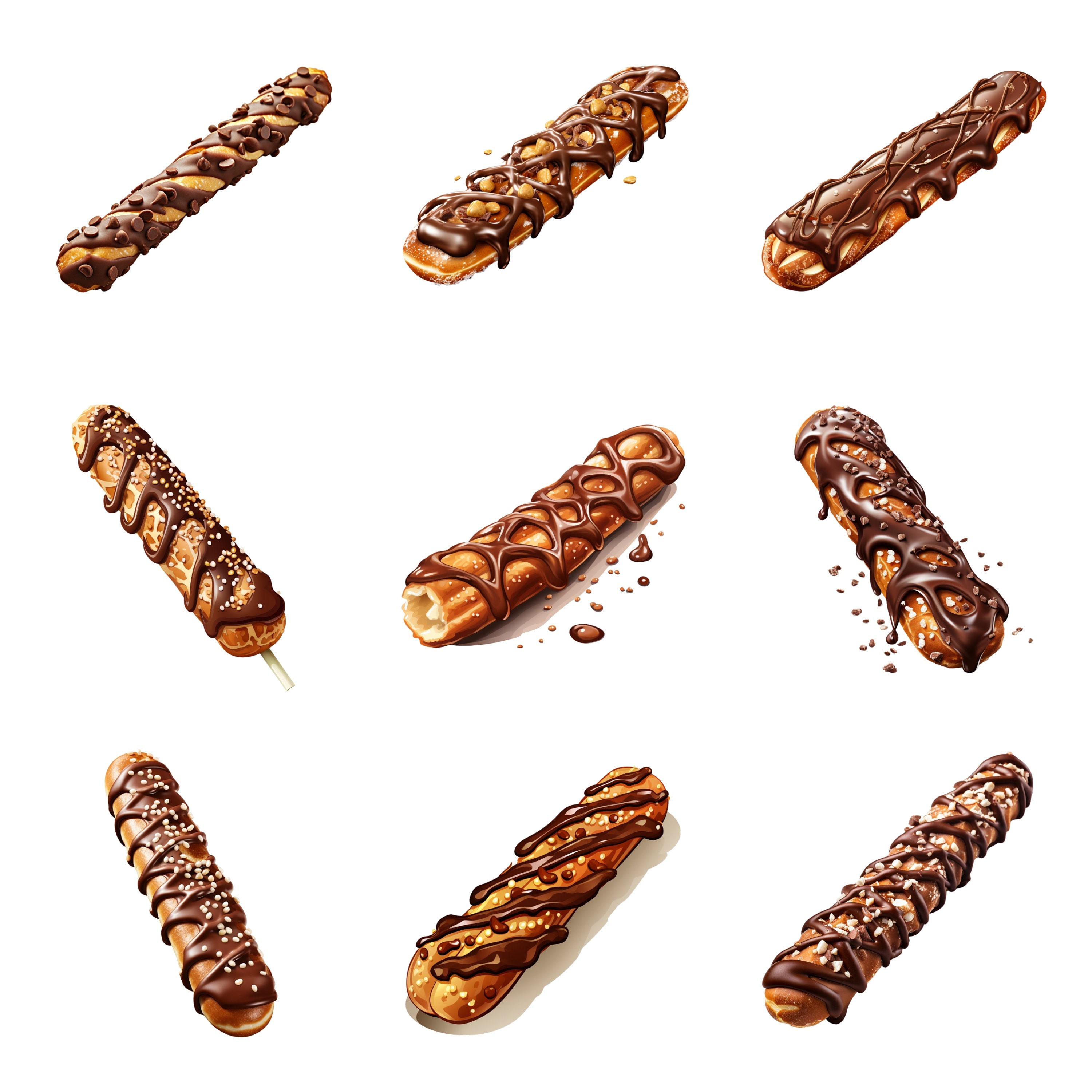 Chocolate Pretzel Rods Clipart, Dessert PNG, Digital Files on ...