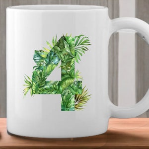 Watercolor Tropical Leaves Numbers, Eaves Numbers, Instant Download for ...