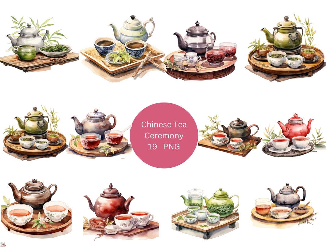 19 Chinese Tea Ceremony Watercolor Clipart, China Clipart, PNG ...