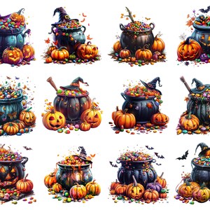 Witch's Cauldron With Candies , Watercolor Clipart, Halloween Clipart ...