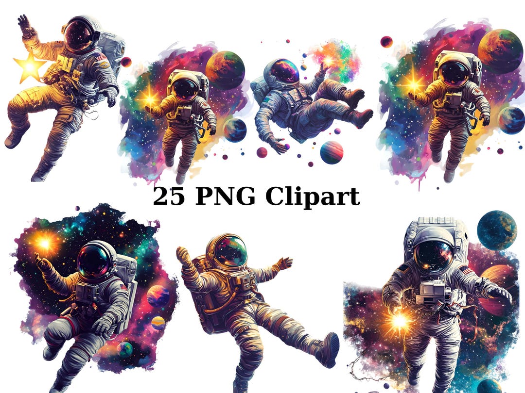 25 Astronauts Clipart, Space Clipart, PNG Individual Images on ...
