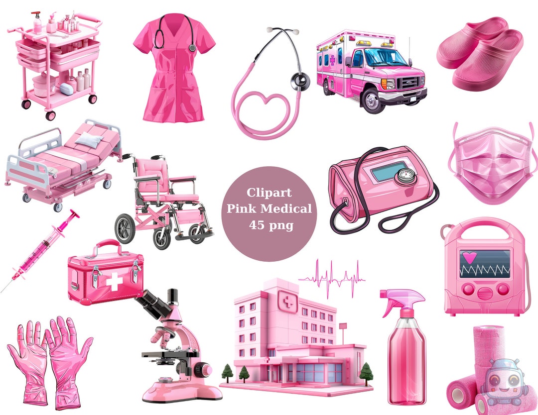 Pink Medical Clipart, PNG Digital Files on Transparent Background ...