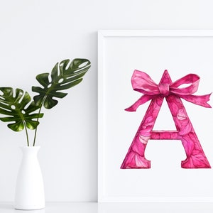 Watercolor Pink Bow Alphabet, Bow Letter Instant Download for ...