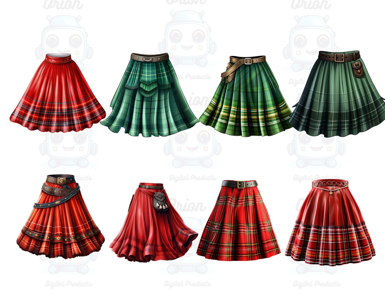 Kilts Clipart, Scottish Kilts, Scotland Clipart, PNG Digital Files on ...