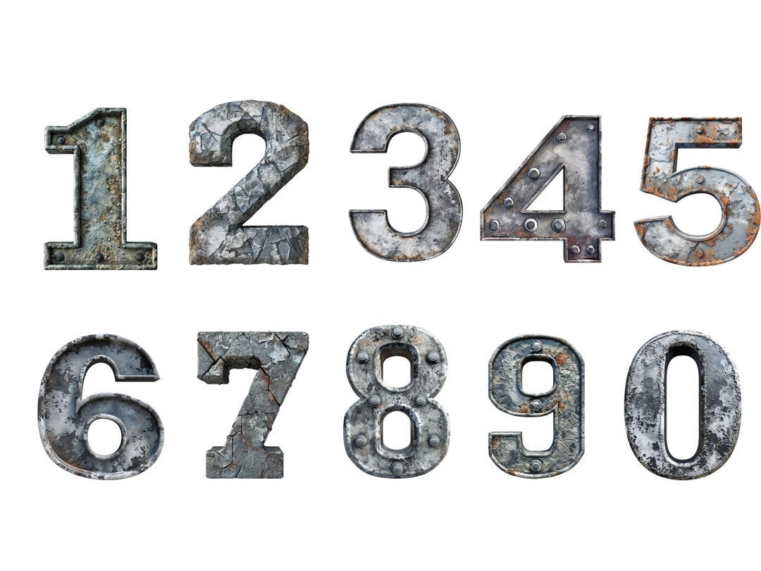 Watercolor Iron Numbers Clipart, PNG Individual Images, Commercial Use ...