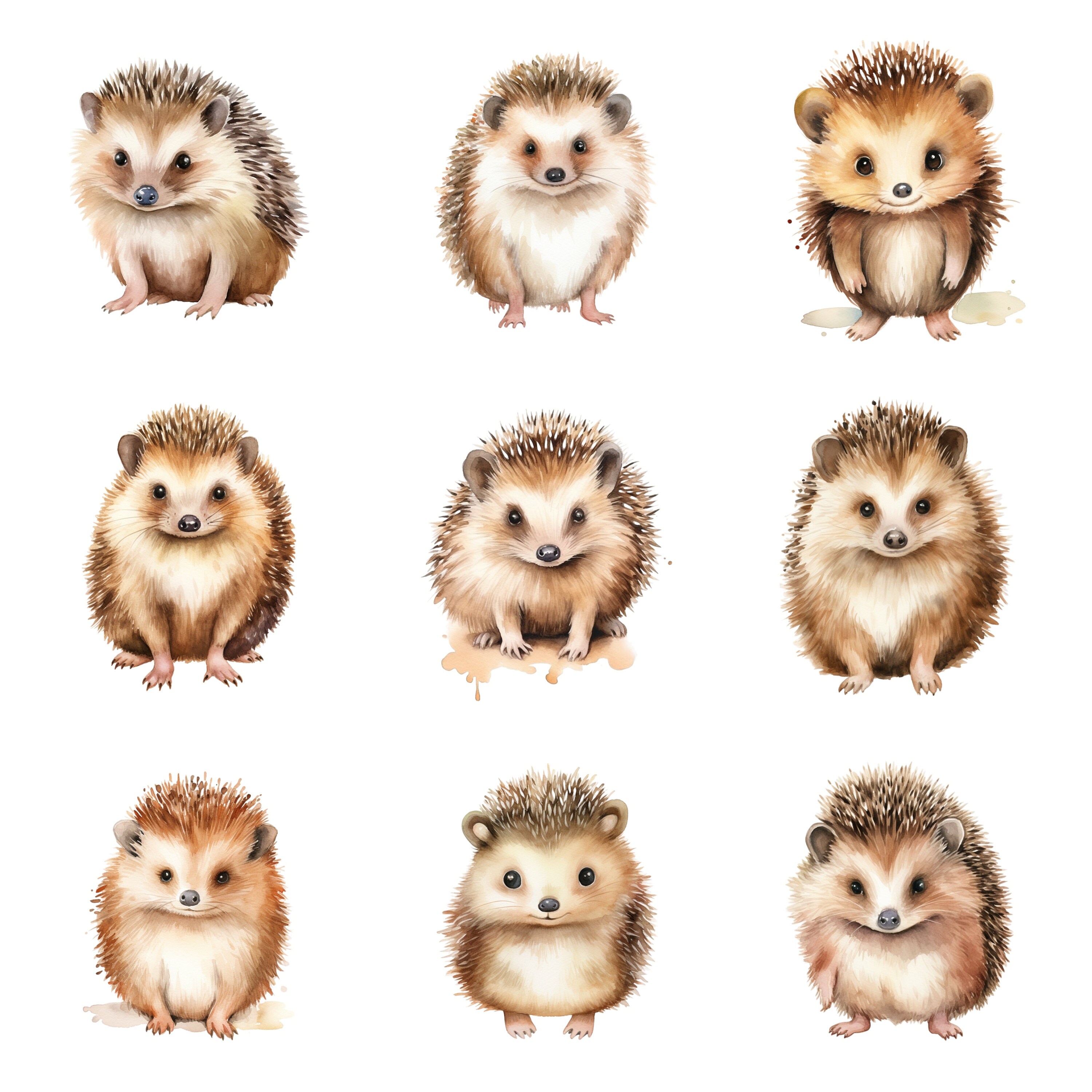 37 Cute Hedgehogs Watercolor Clipart, Animals Clipart, PNG Individual ...
