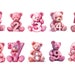 Watercolor Pink Teddy Bear Numbers, Teddy Bear Numbers, Instant ...