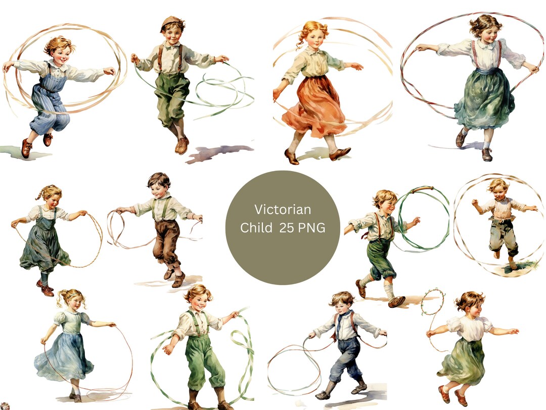 25 Victorian Children Watercolor Clipart, Victorian Clipart, PNG ...