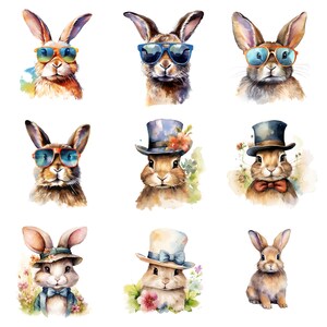 Watercolor Rabbits Clipart, Bunnies PNG, Digital Files on Transparent ...