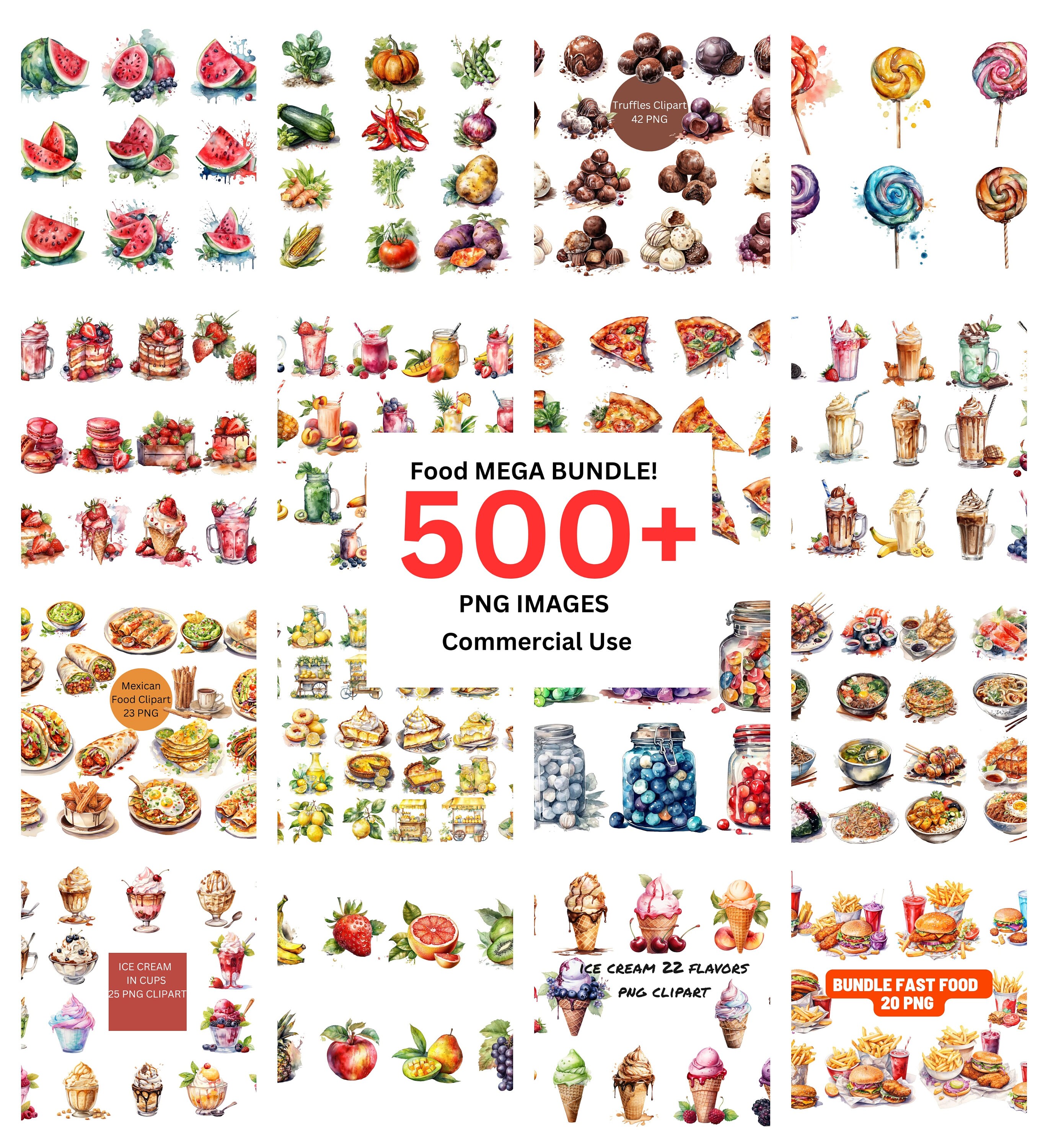 Food MEGA BUNDLE 500 Images Mega PNG Bundle Special Offer - Etsy