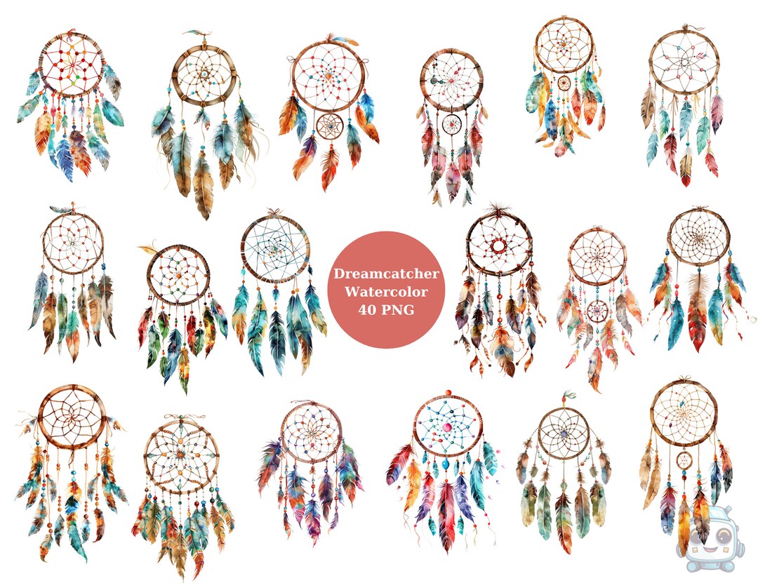 Watercolor Dreamcatcher Clipart, Native Indian PNG Individual Images on ...